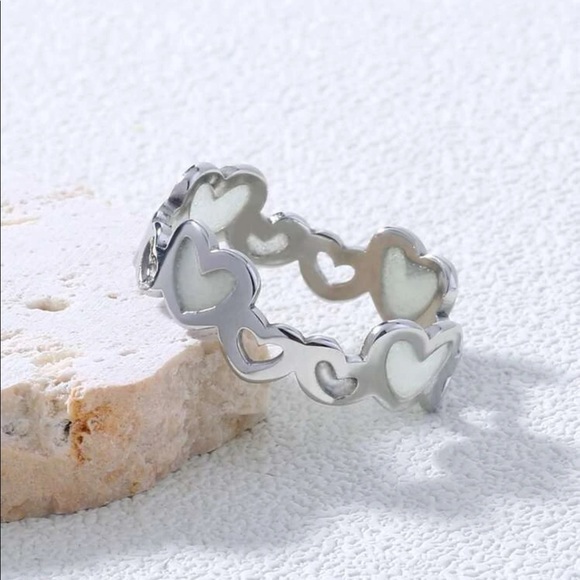 unb | Jewelry | Glow In The Dark Stainless Steel Heart Pattern Ring | Poshmark